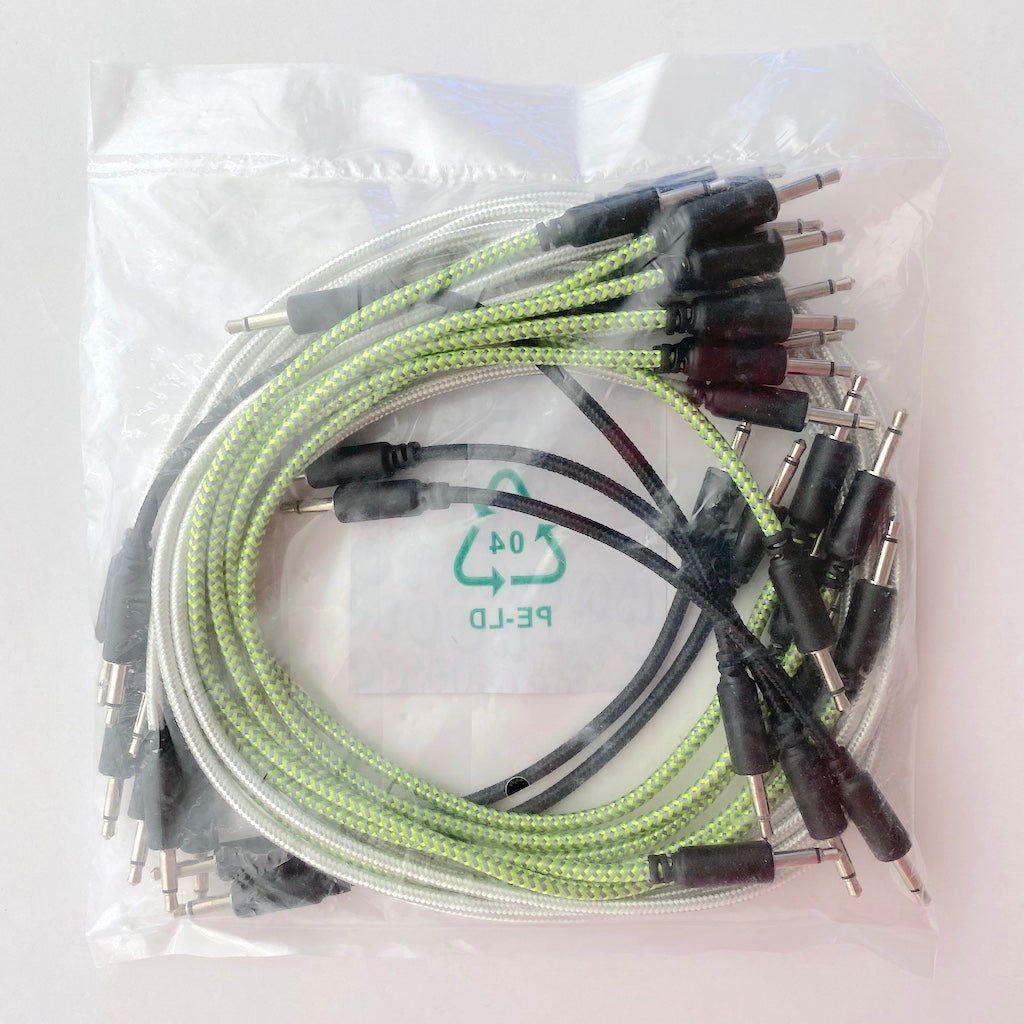 Animato Audio Braided Patch Cables (Set of 15 in black 10 cm, green 30