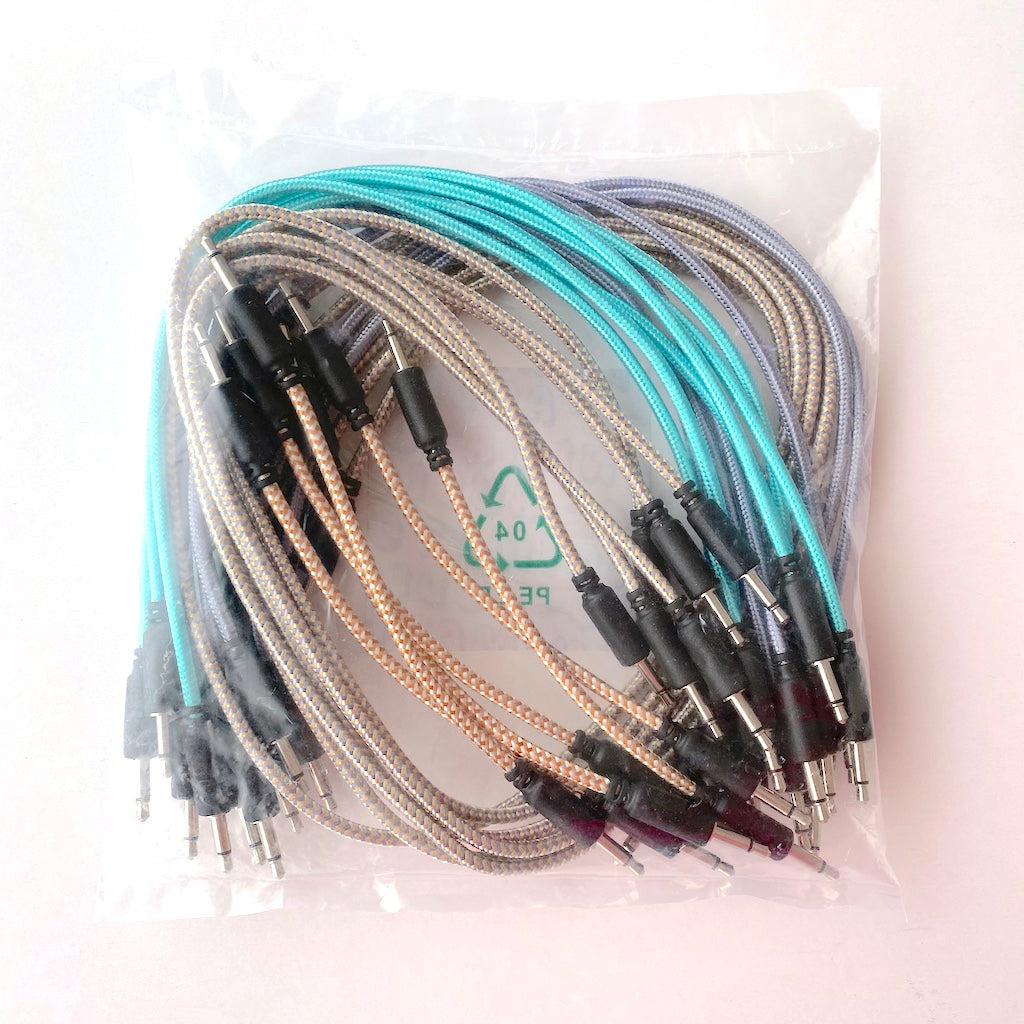 Animato Audio Braided Patch Cables (Set of 20 in gold 10 cm, grey 30 c