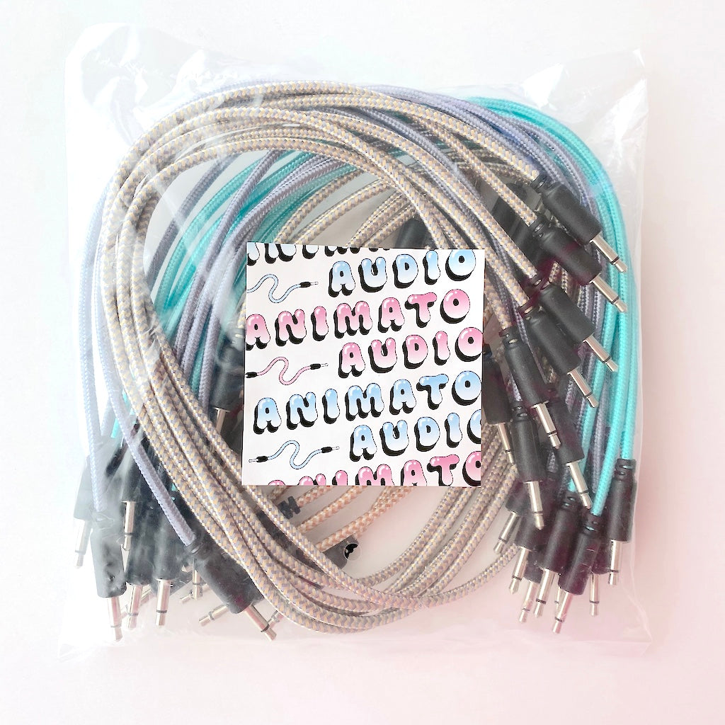Animato Audio Braided Patch Cables (Set of 20 in gold 10 cm, grey 30 c
