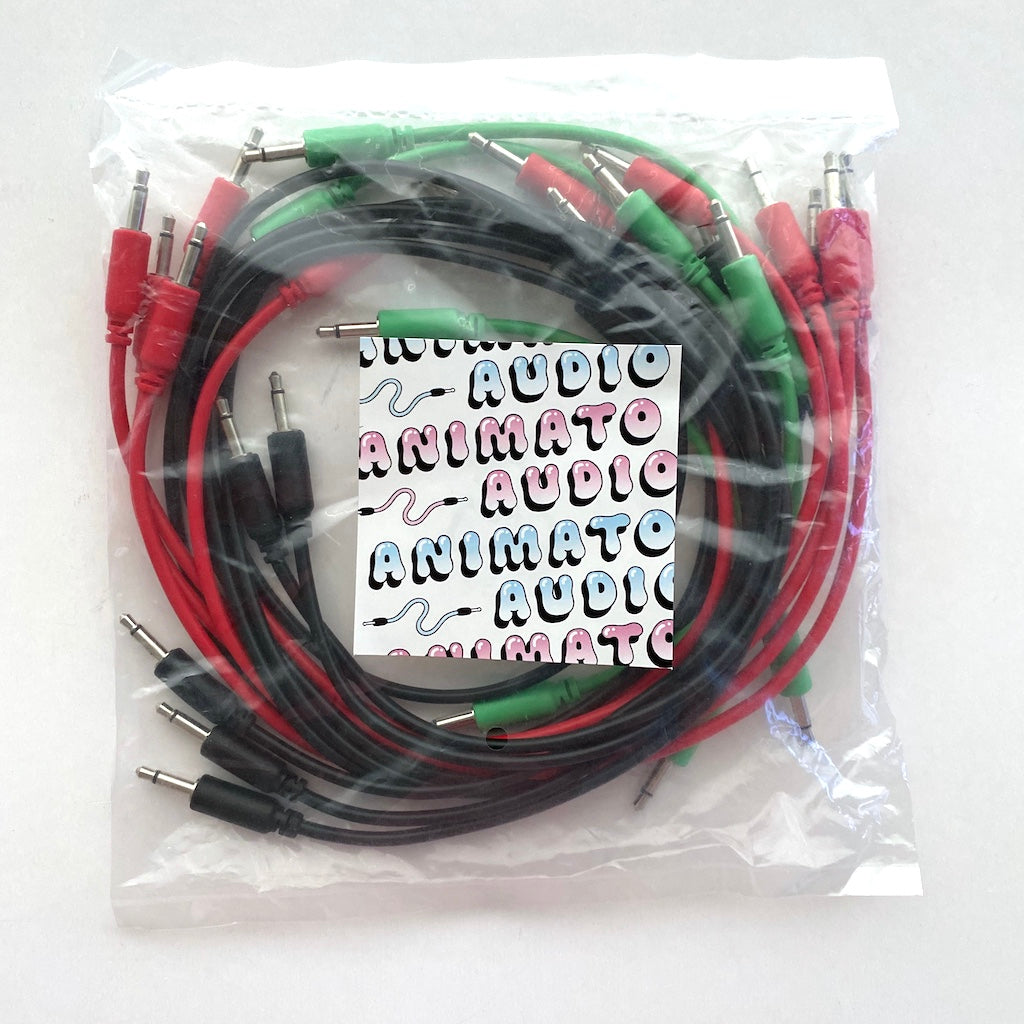 Animato Audio Patch Cables (Set of 15 in green 10 cm, red 30 cm, black