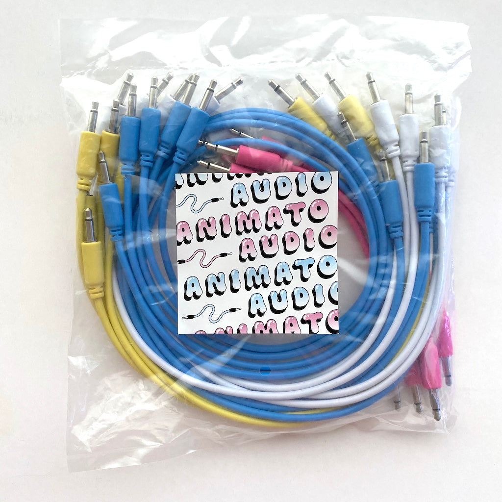 Animato Audio Patch Cables (Set of 20 in pink 10 cm, yellow 30 cm, whi